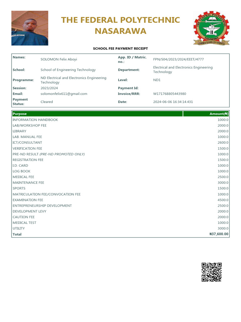 The Federal Polytechnic Nasarawa: Names: App. ID / Matric. No.: School ...