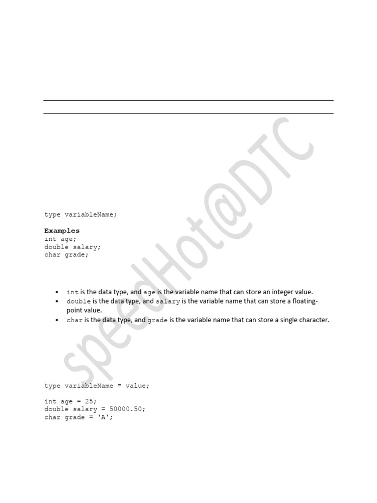 Lecture05 Unit01 Variables in C++ | PDF | Data Type | Variable (Computer Science)