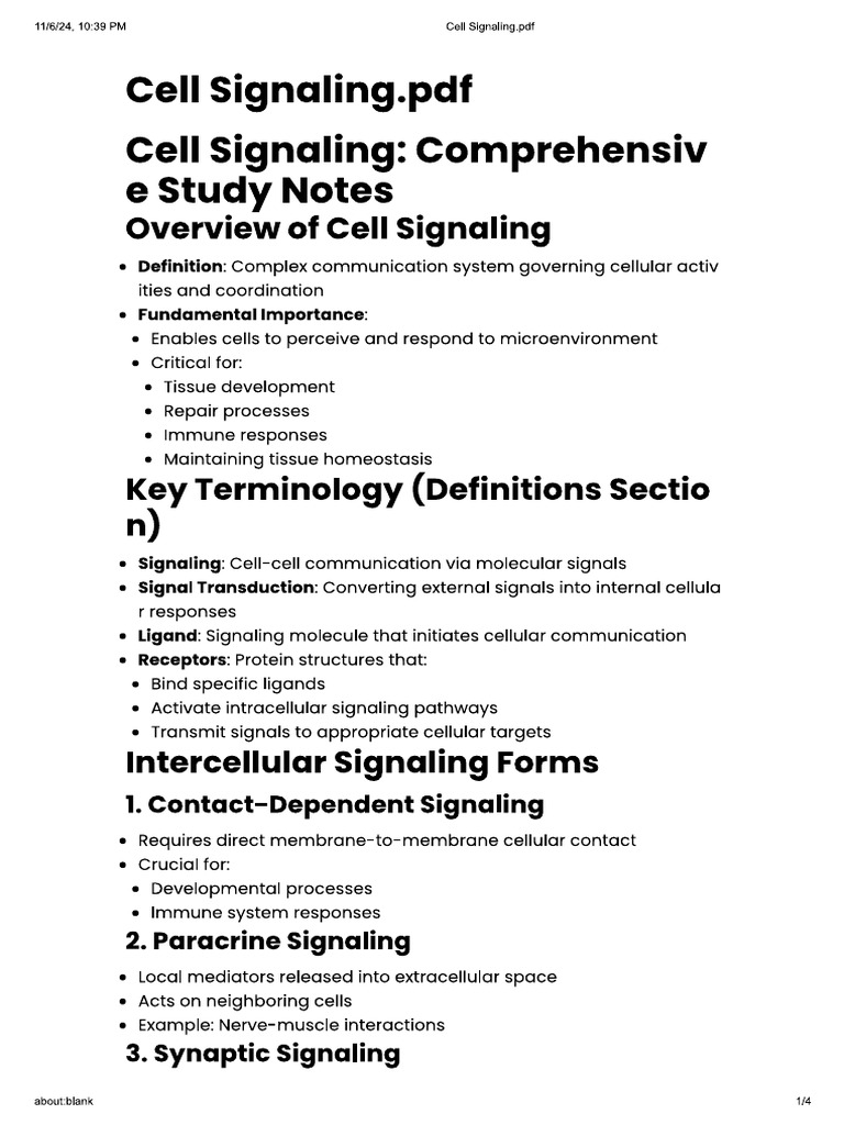 Cell Signaling Summary | PDF