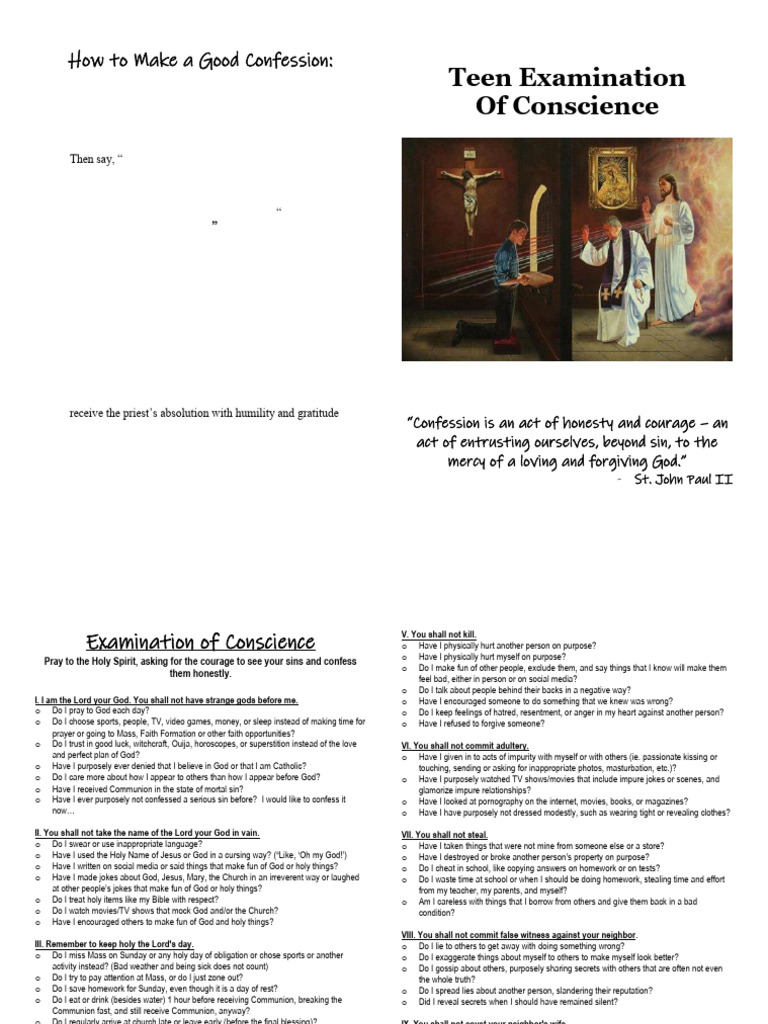 Teen Guide For Confession | PDF | Penance | Confession (Religion)
