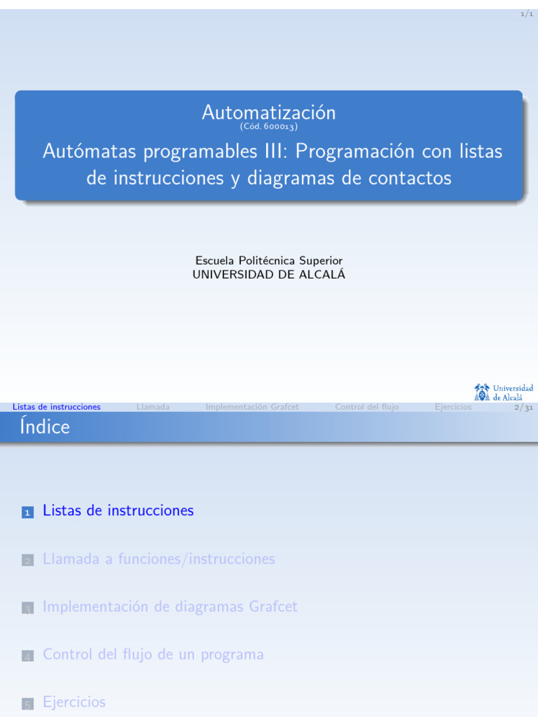 Programación de Autómatas: Instrucciones IL | PDF | Lenguaje de ...