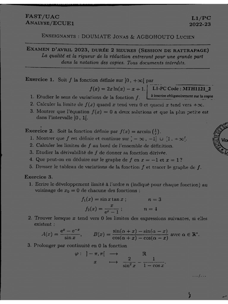 Anciennes Épreuves. PC1 (MHG) | PDF