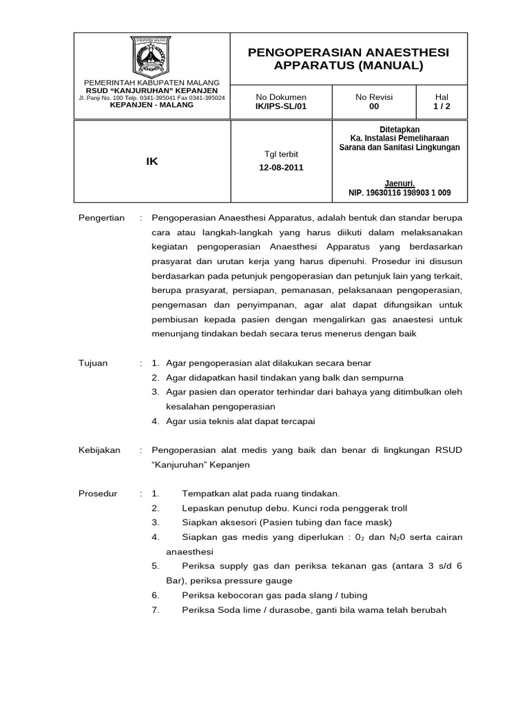 001 Anaesthesi Apparatus (Plus) Ik | PDF