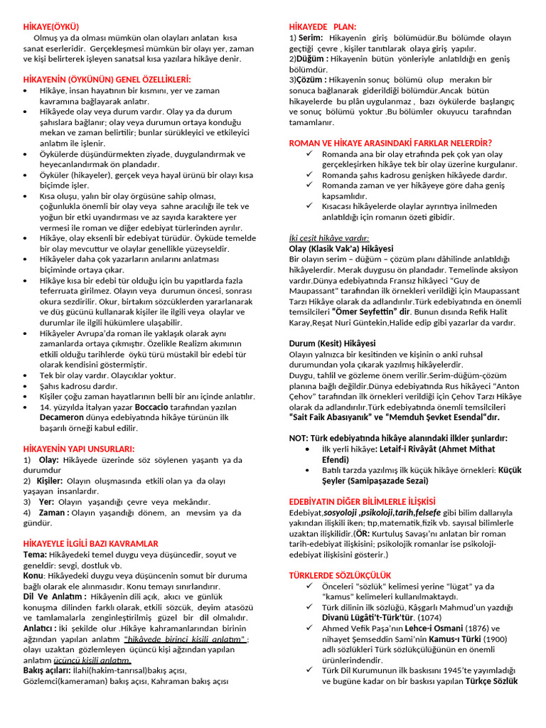 12.siniflar 1.sinav Ders Notu | PDF