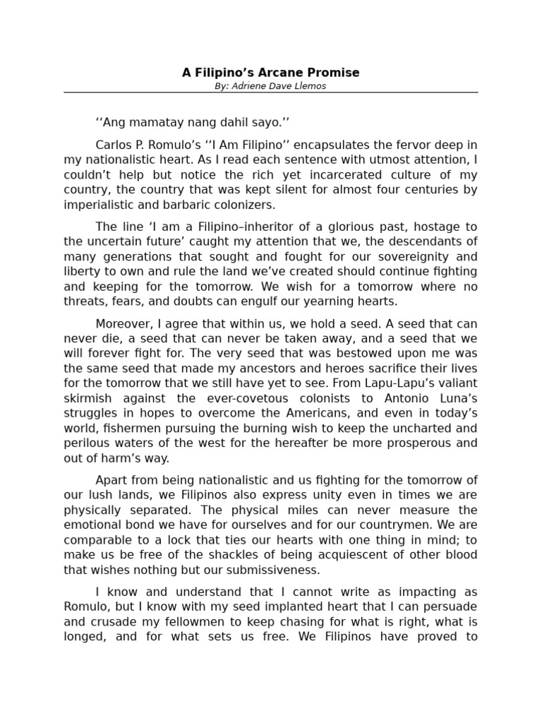 A Filipino's Arcane Promise | PDF