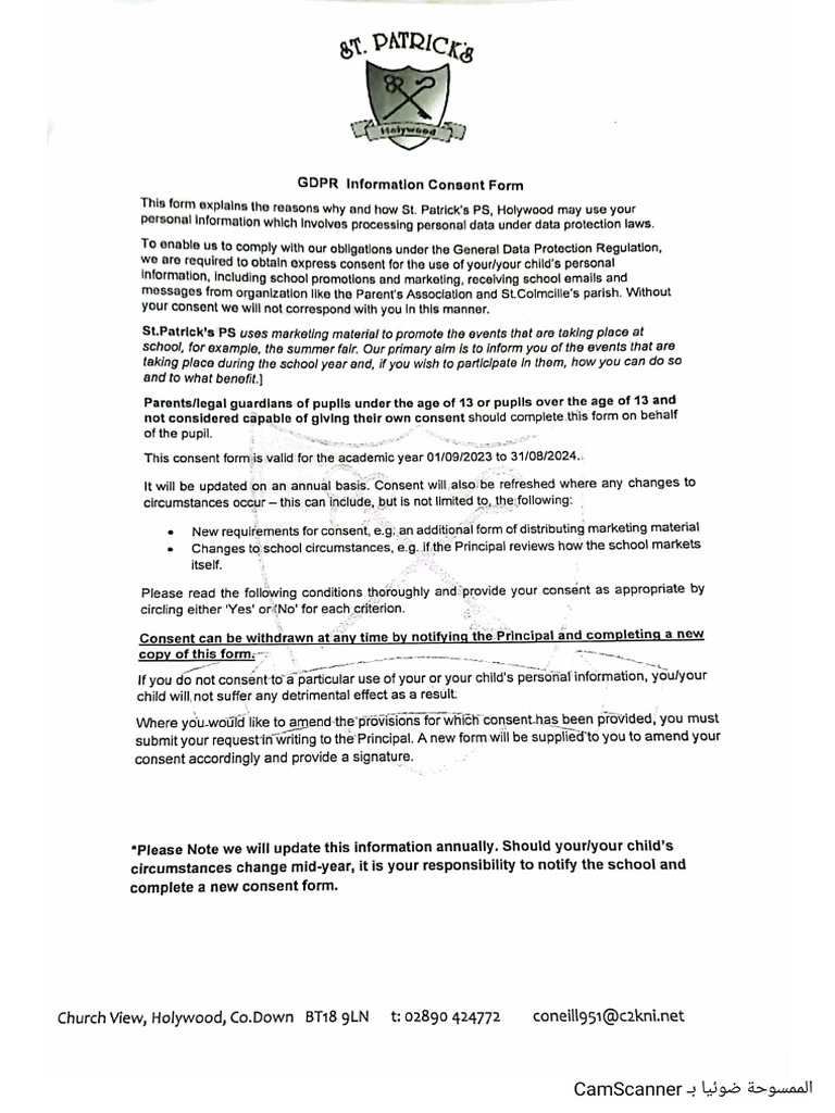 GDPR Information Consent Form - Page1 | PDF