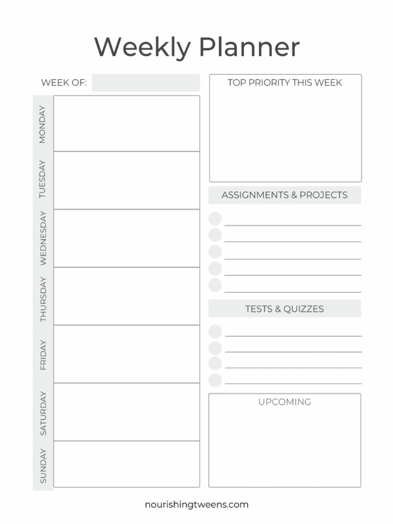 Weekly Plain Academic Planner Gray Letter Size | PDF