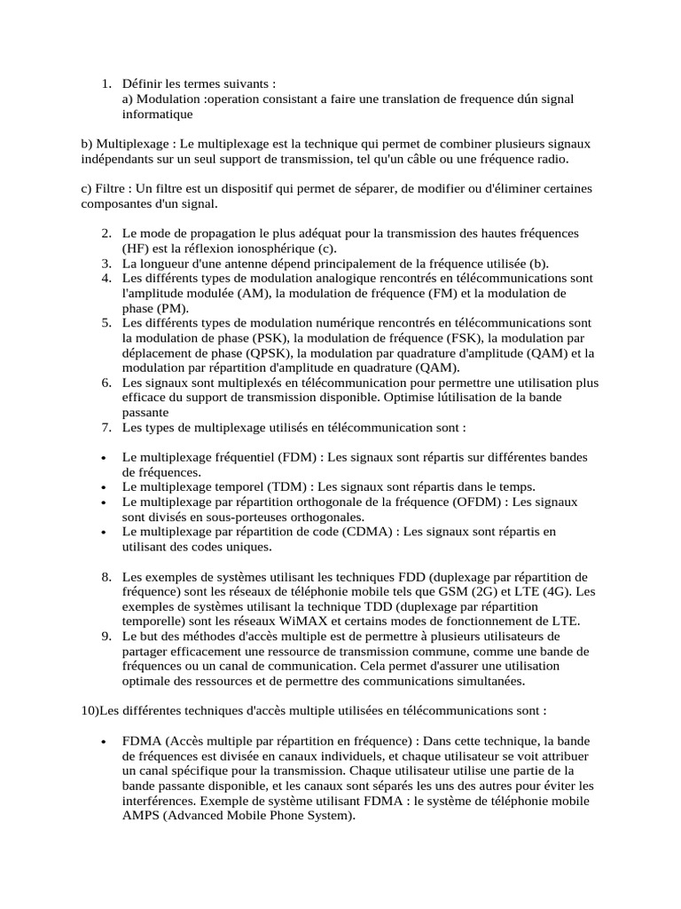Techniques de modulation et multiplexage | PDF | Modulation | GSM