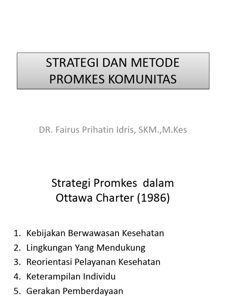Strategi Dan Metode Promkes Komunitas | PDF | Ilmu Sosial ...