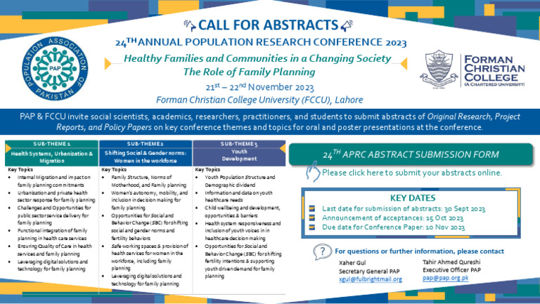 PAP 24th Conference Call For Abstracts - Flyer | PDF | Family Planning