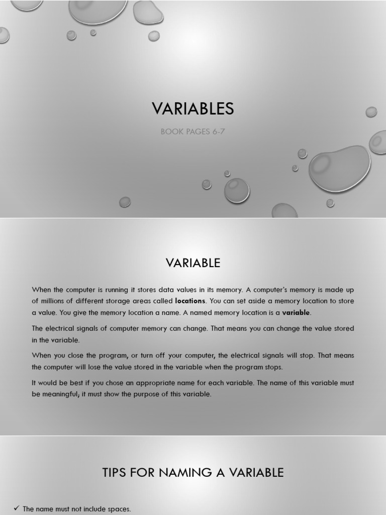 3. Variables | PDF | Variable (Computer Science) | Computer Data 3. Variables | PDF | Variable (Computer Science) | Computer Data