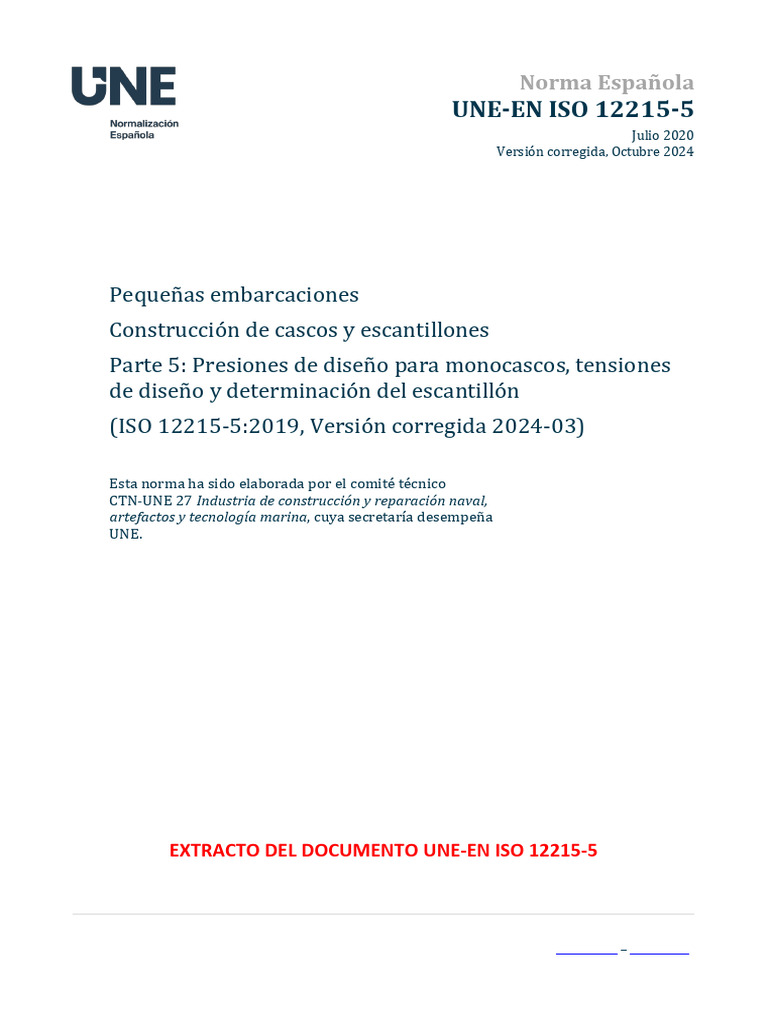 (Ex) Une-En Iso 12215-5 2020 | PDF | Organización internacional para la ...