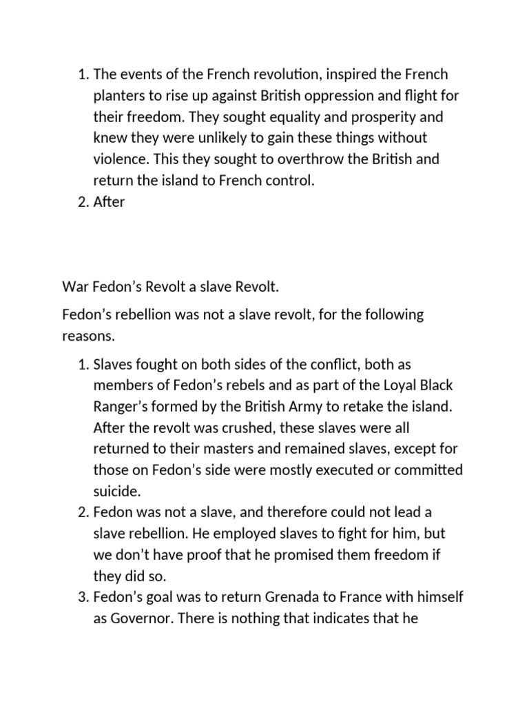 Fedon's Rebellion | PDF