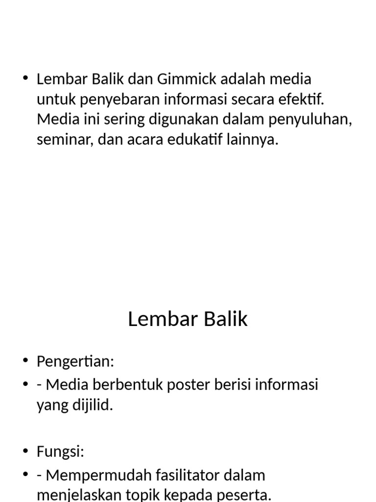 Lembar Balik Dan Gimmick Presentation | PDF | Seni