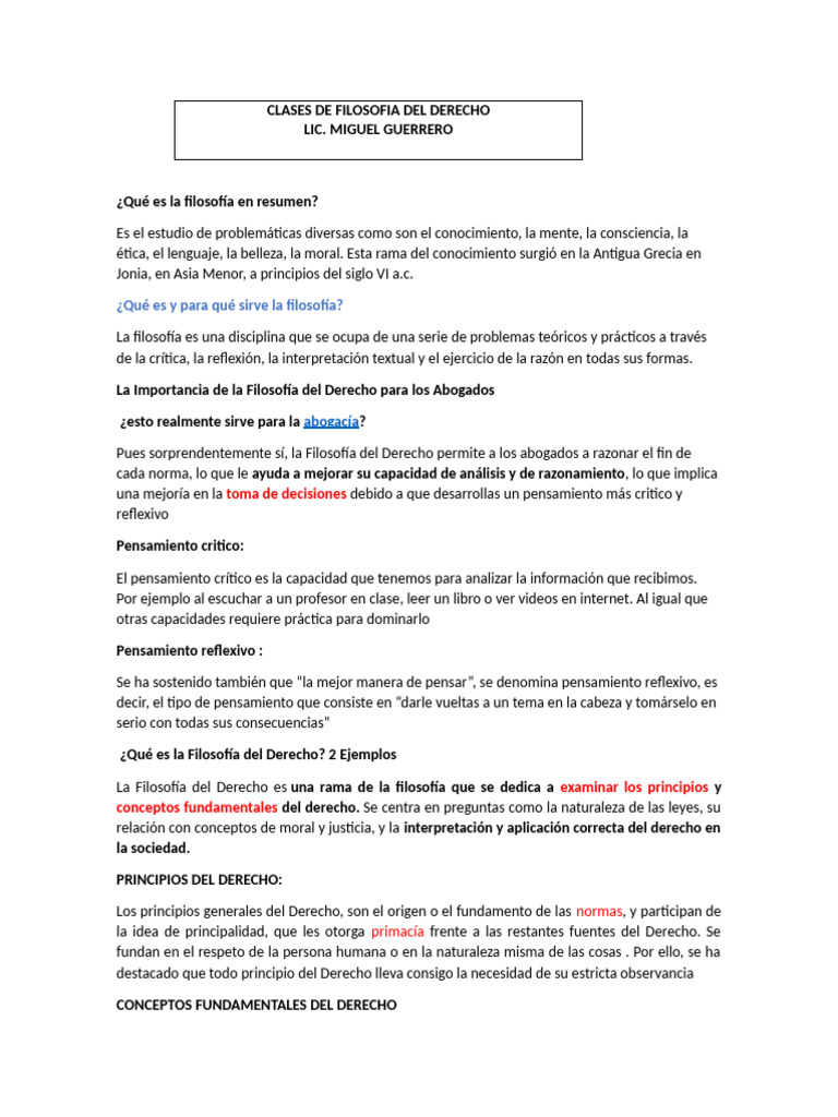 Filosofía del Derecho: Importancia y Funciones | PDF | Conocimiento ...