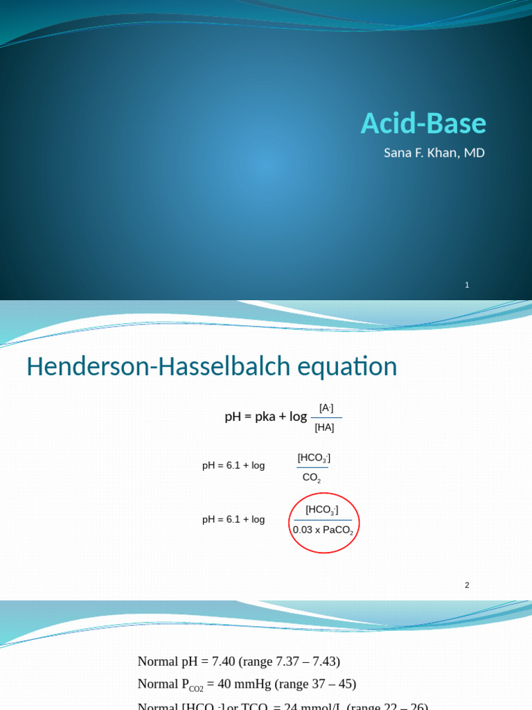 Acid base lecture | PDF | Bicarbonate | Medical Emergencies