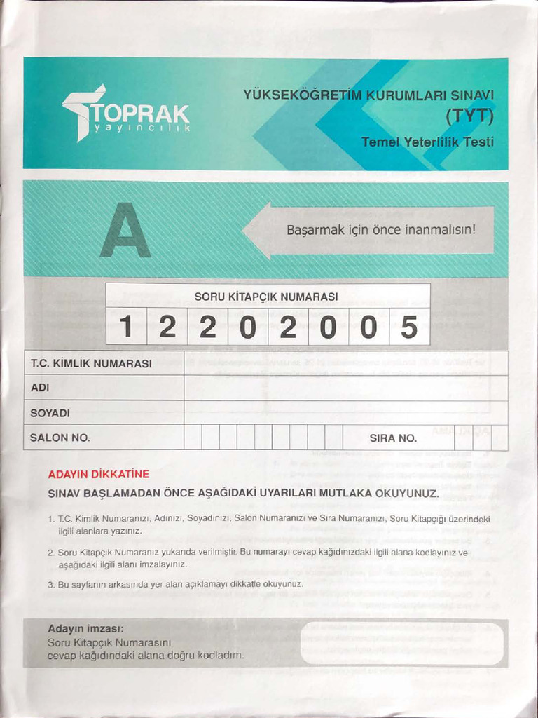 1222 - Toprak Yayınları TYT-5A | PDF