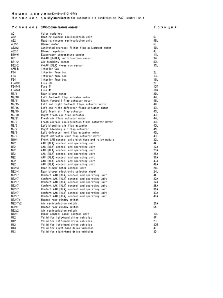 Wiring Diagram For Automatic Air Conditioning (AAC) Control Unit | PDF ...
