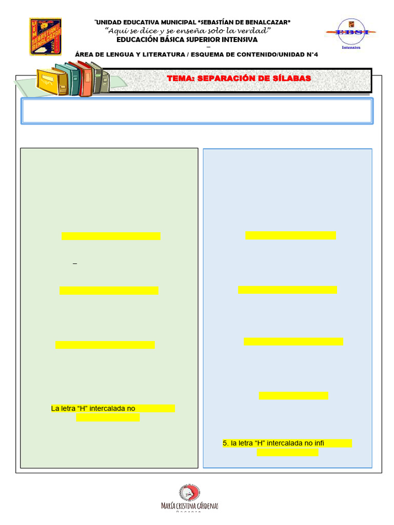 1 Esquema - Contenido - Te-Rico - Lengua y Literatura - Separaci-N de S-Labas | PDF | Vocal ...