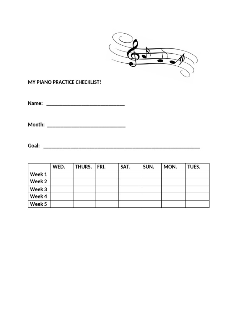 Piano Practice Checklist | PDF