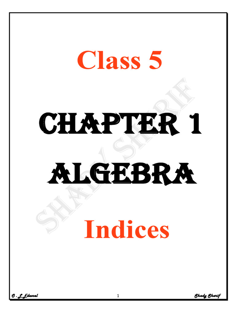 Chapter 1 ( Algebra ) …. Class 5 - Indices | PDF | Algebra | Mathematics