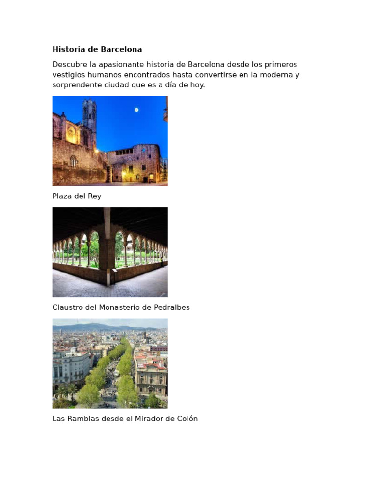 Historia de Barcelona | PDF | Viajes y turismo