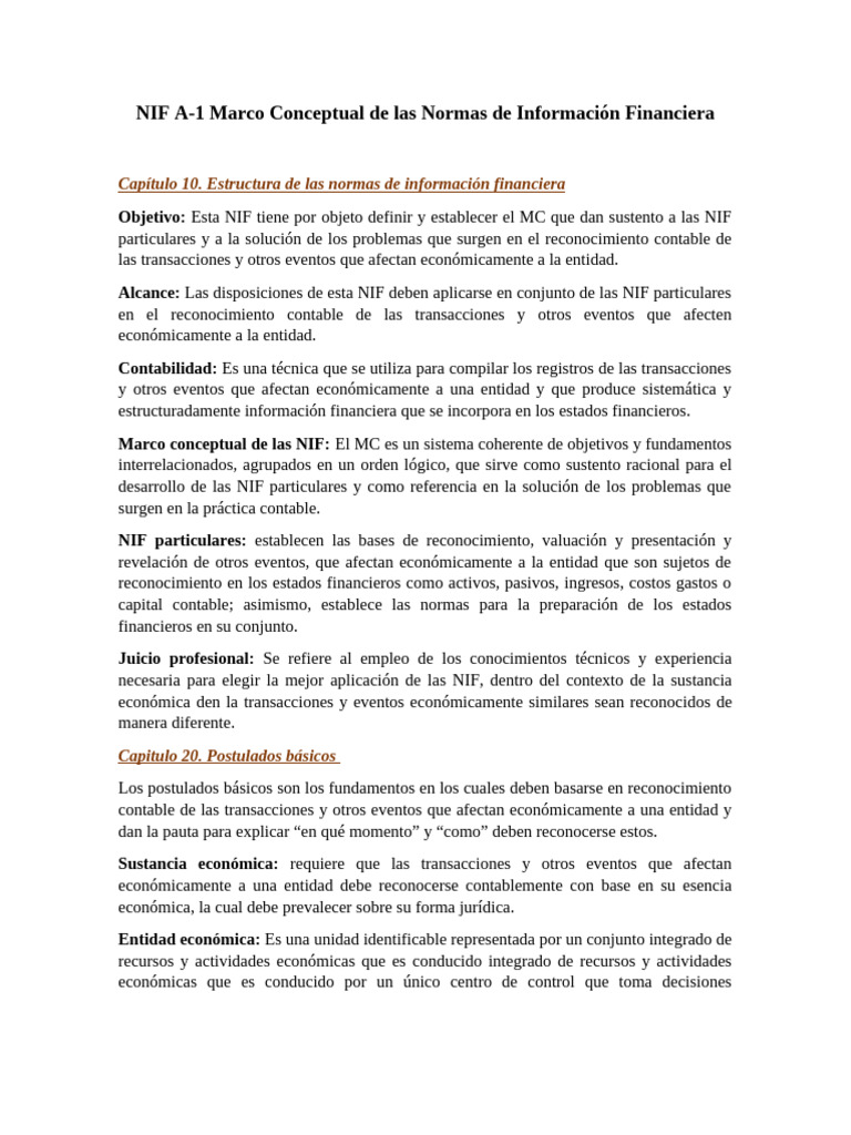 Resumen Nif A | PDF | Contabilidad | Estado financiero