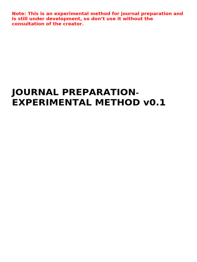 JOURNAL - Method (Experiment v0.1) | PDF