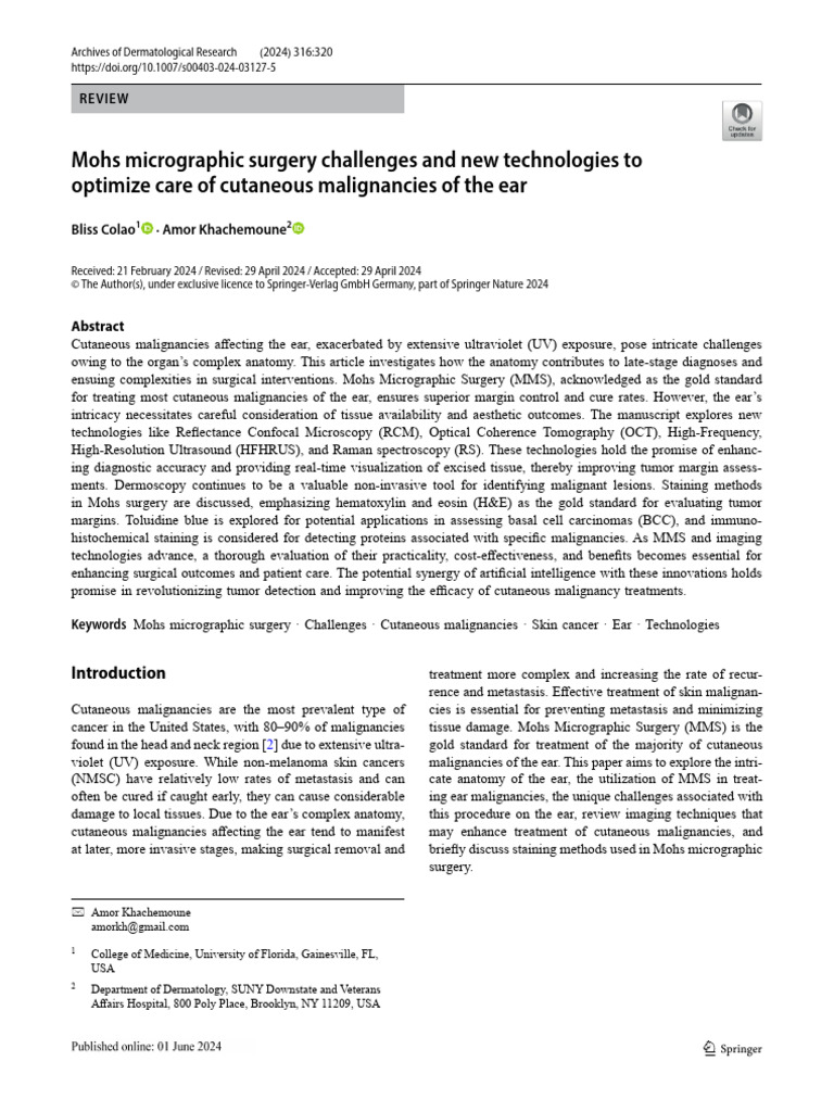 Mohs Challenge-New Tech-Arch Derm Res2024 | PDF | Skin Cancer | Clinical Medicine