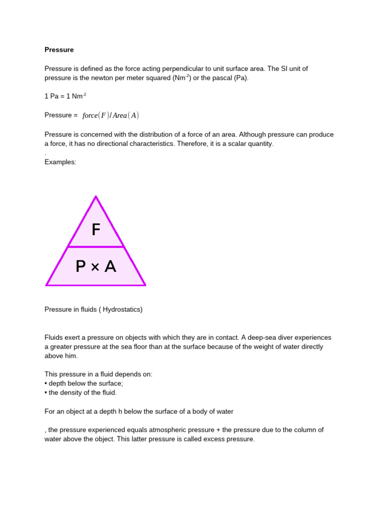 Understanding Pressure in Fluids | PDF | Pressure | Buoyancy