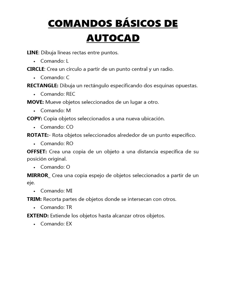 Comandos Básicos de Autocad | PDF