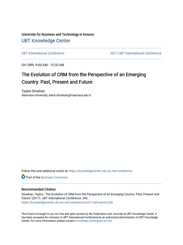 Evolution of CRM in Emerging Markets | PDF | Customer Relationship ...