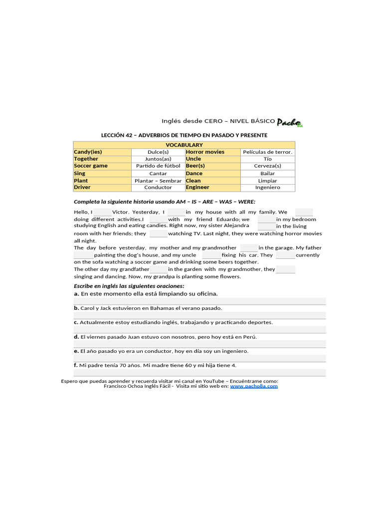 Lección 42 - Adverbios de Tiempo en Pasado y Presente | PDF