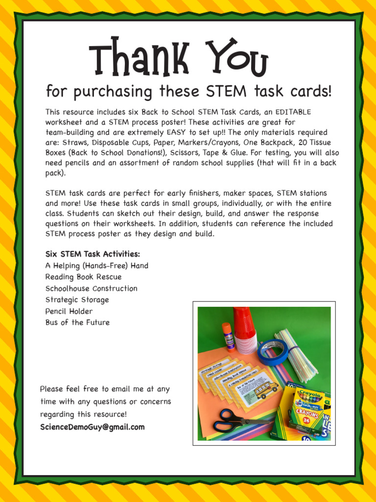 Thank You: For Purchasing These STEM Task Cards! | PDF