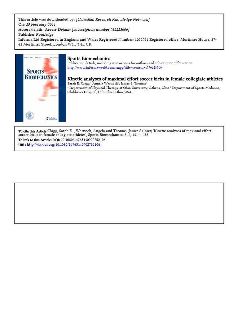 Clagg-Art - Kinetic Analyses of Maximal Effort Soccer Kicks | PDF ...