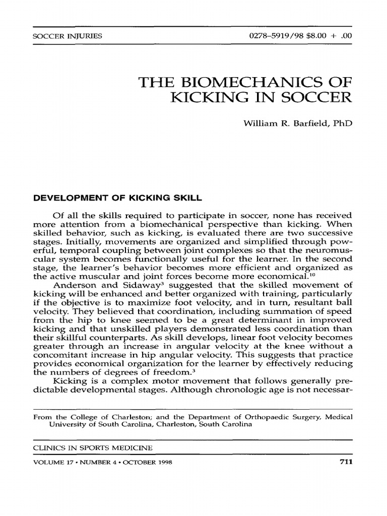 Soccer Kicking Biomechanics | PDF | Anatomical Terms Of Motion | Force