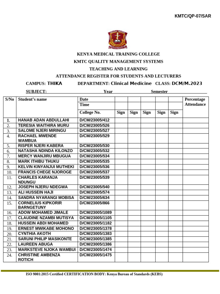 T & L - ATT. REG - DCM.M.2023 - Updated | PDF | International Organization For Standardization