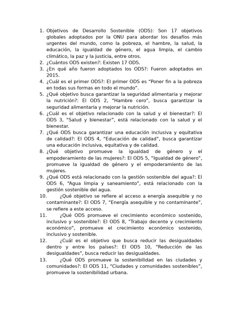 Taller Resuelto Ods | PDF | Sustentabilidad | Desarrollo sostenible