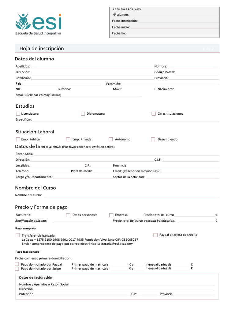 Formulario de Matricula ESI32 | PDF