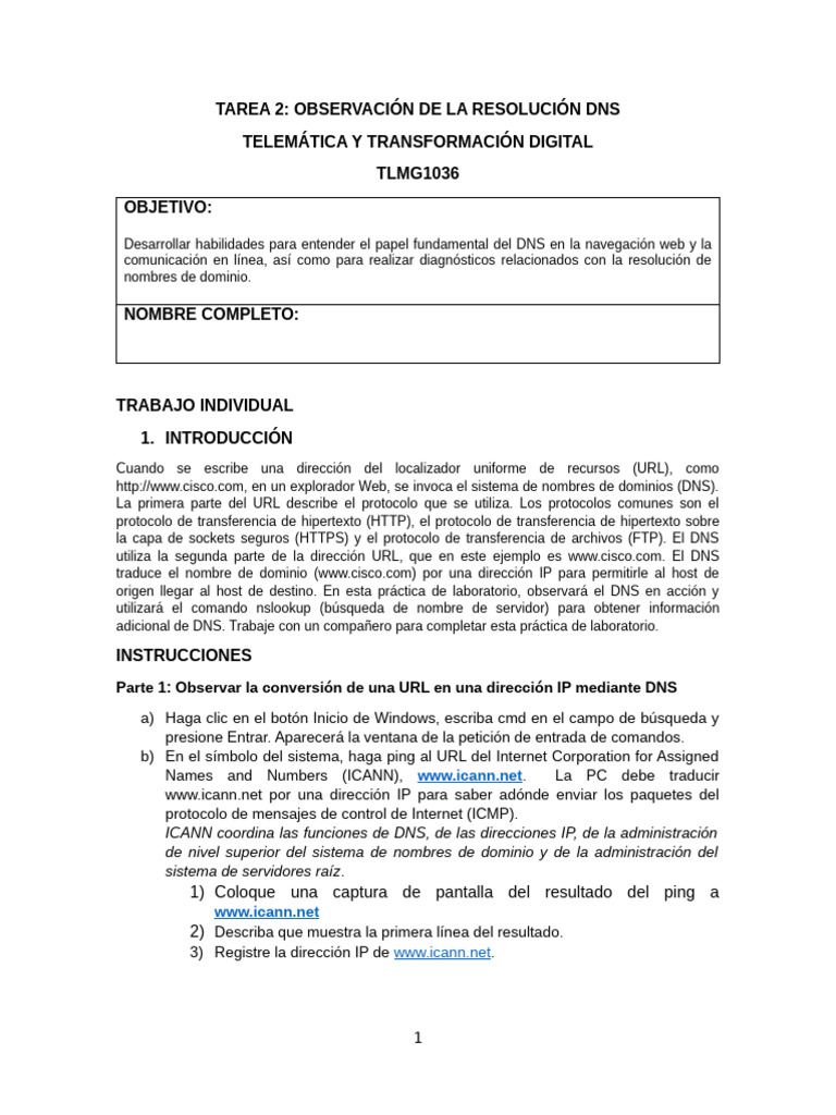 TTD - T2 - PP - Observación de La Resolución DNS | PDF | sistema de nombres de dominio | Nombre ...
