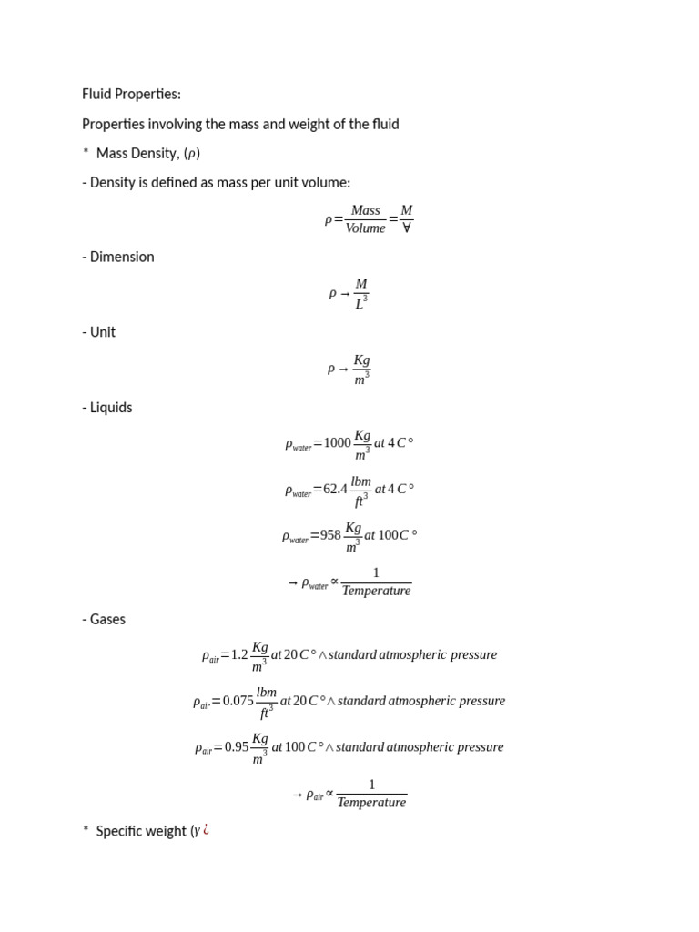fluid lecture 1 | PDF | Pressure | Density