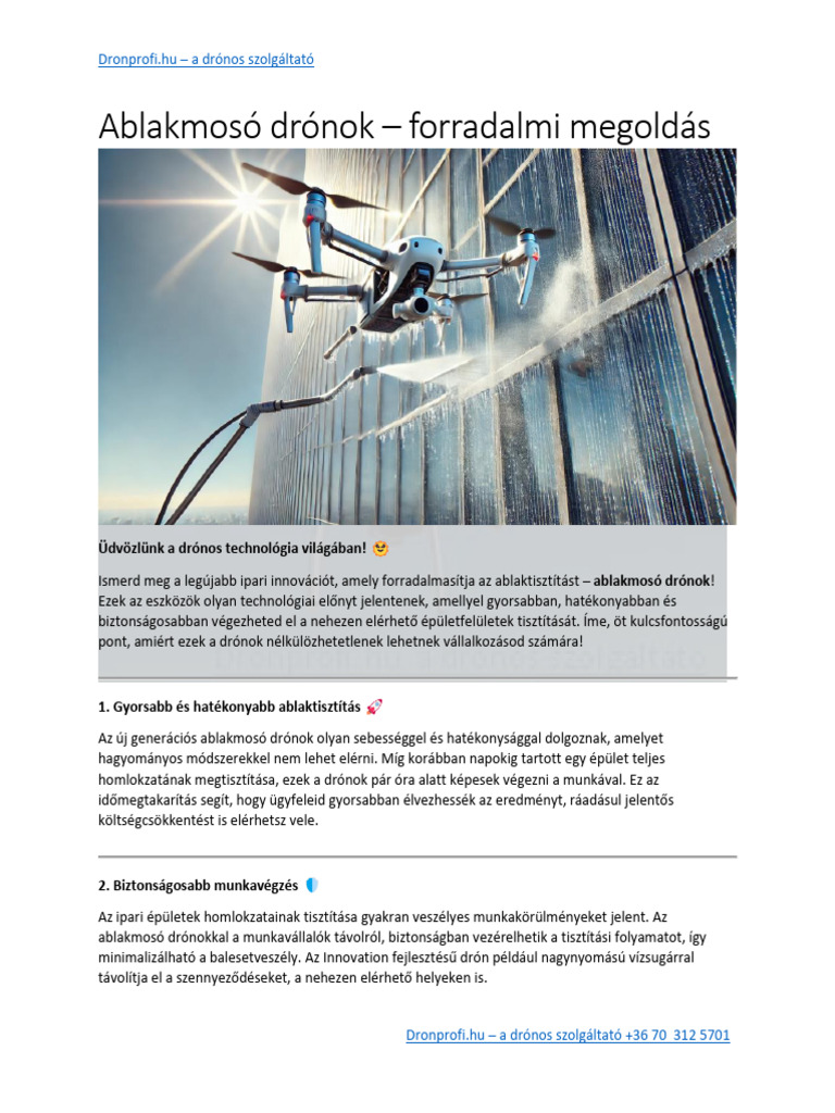 Ablakmosó Drónok - Forradalmi Megoldás | PDF