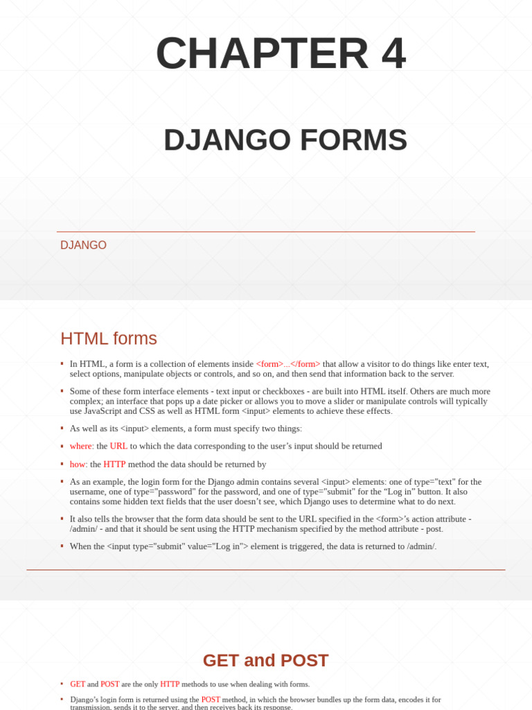 Chapter 4 Django Forms (1) (Read-Only) | PDF | Html | World Wide Web