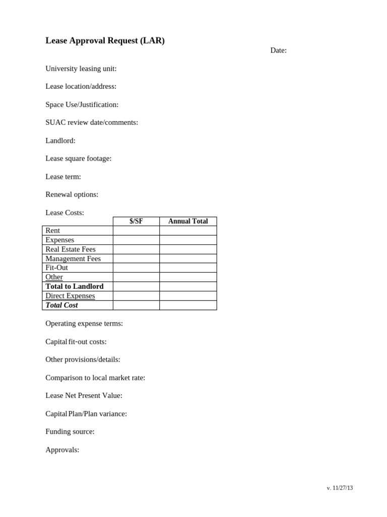 Space Lease Approval Request Word-13u2fgz | PDF | Business | Finance ...