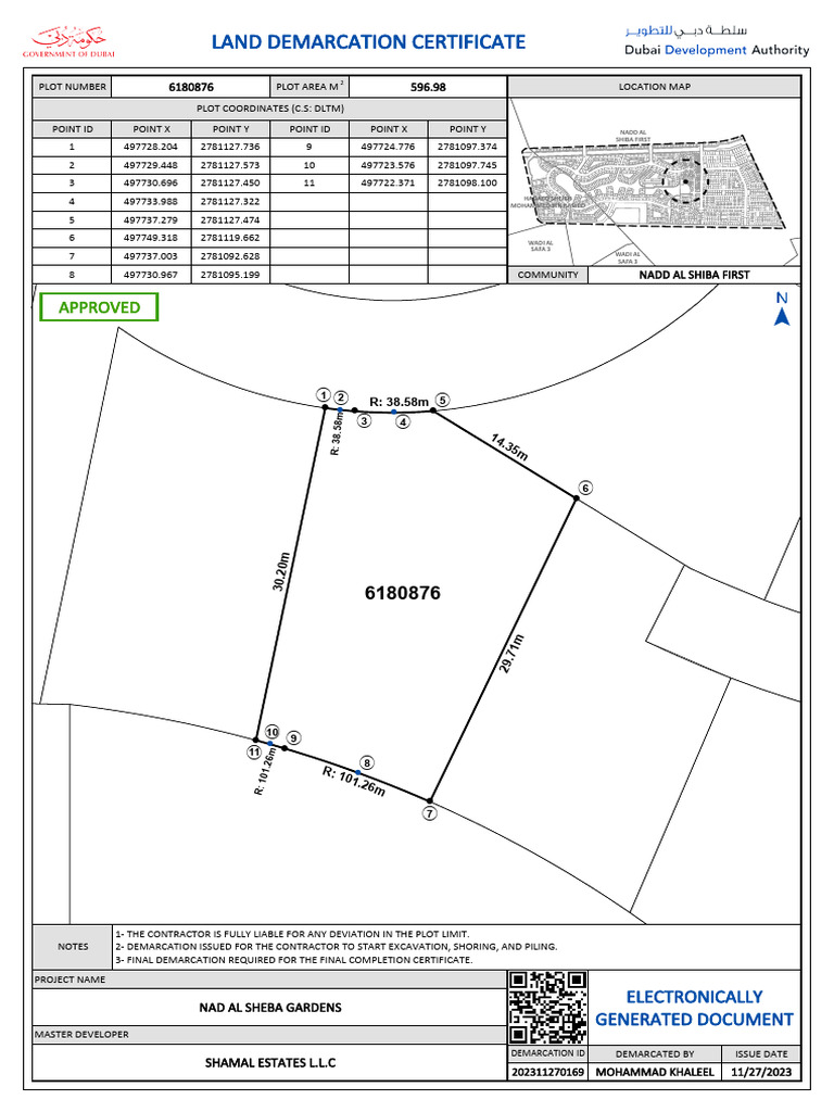 Land Demarcation Certificate: Approved | PDF | United Arab Emirates