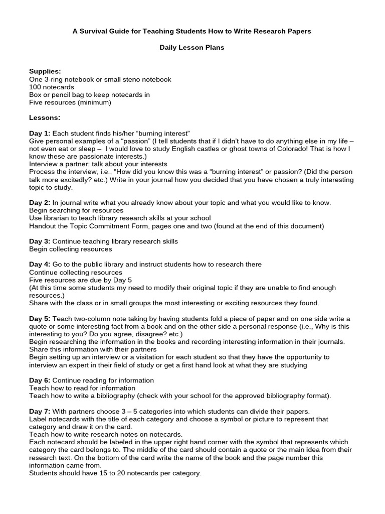 A Survival Guide For Teaching Students How To Write Research Papers ...