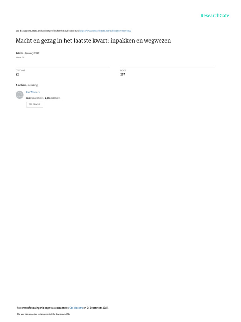 Macht en Gezag in Het Laatste Kwart Inpakken en We | PDF