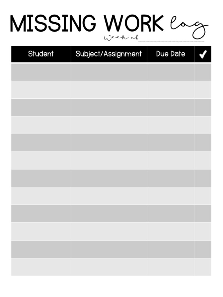 Missing Work: W Eek of | PDF