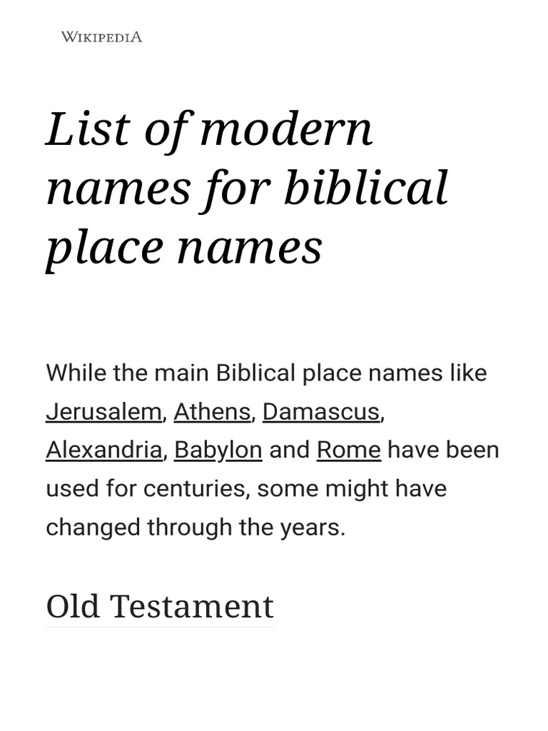 Biblical Place Names and Modern Equivalents | PDF | Bible | Hebrew Language