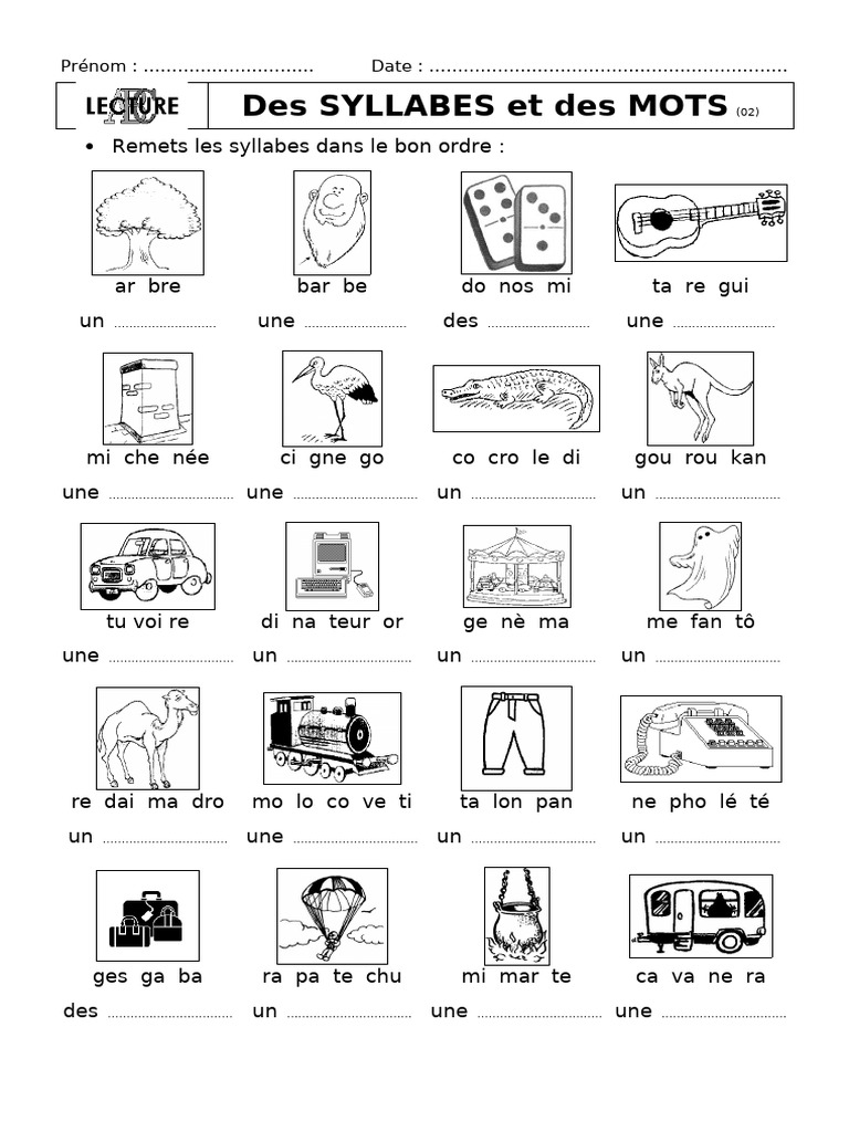 Activités sur les syllabes et mots | PDF